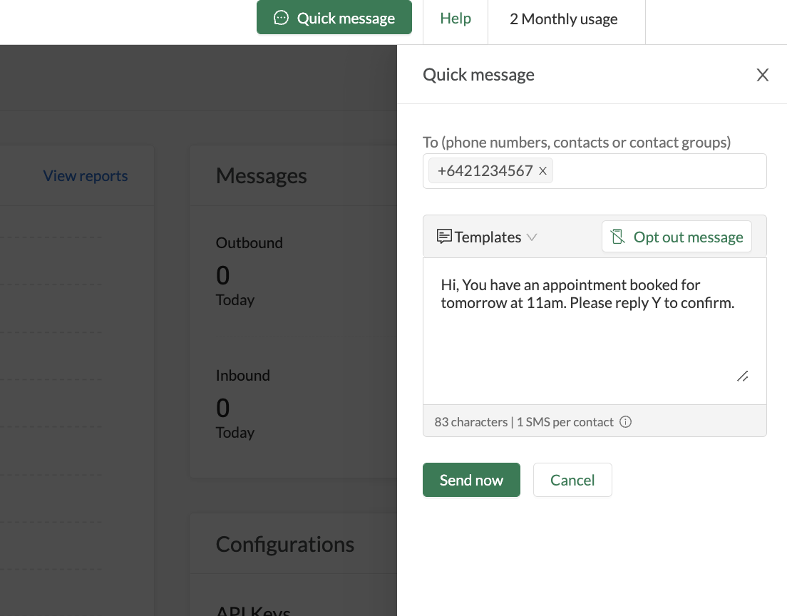 Basic Message Sending – mTXT