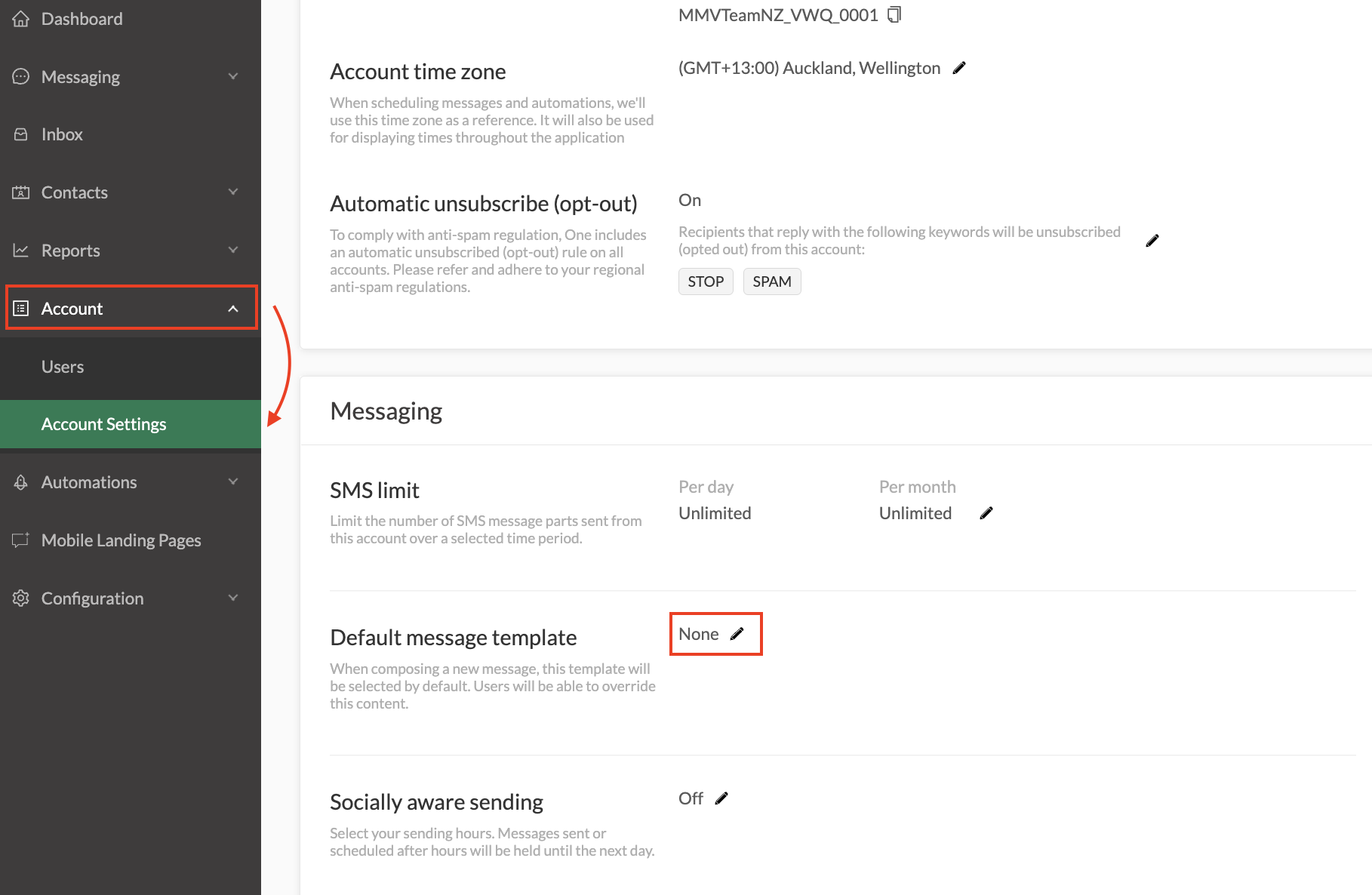 Setting a Default Message Template – mTXT Setting a Default Message Template – mTXT