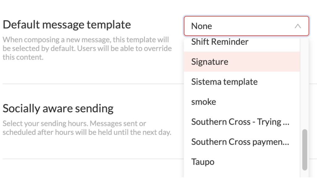 Setting a Default Message Template – mTXT Setting a Default Message Template – mTXT